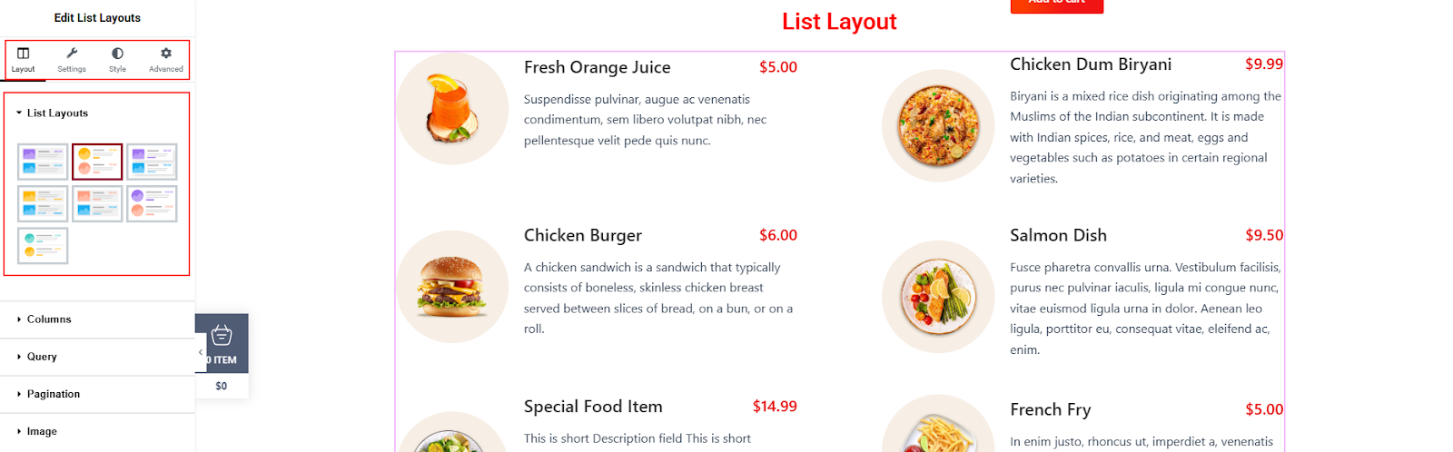 Using Elementor Addon – Food Menu – Restaurant Menu & Online ordering ...